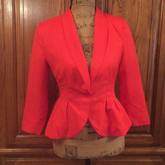 Maude | Jackets & Coats | Maude Orange Peplum Blazer | Poshmark